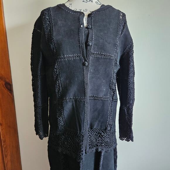 SMH | Other | Smh Suede Crochet Dress Jacket Black Sz 6 | Poshmark